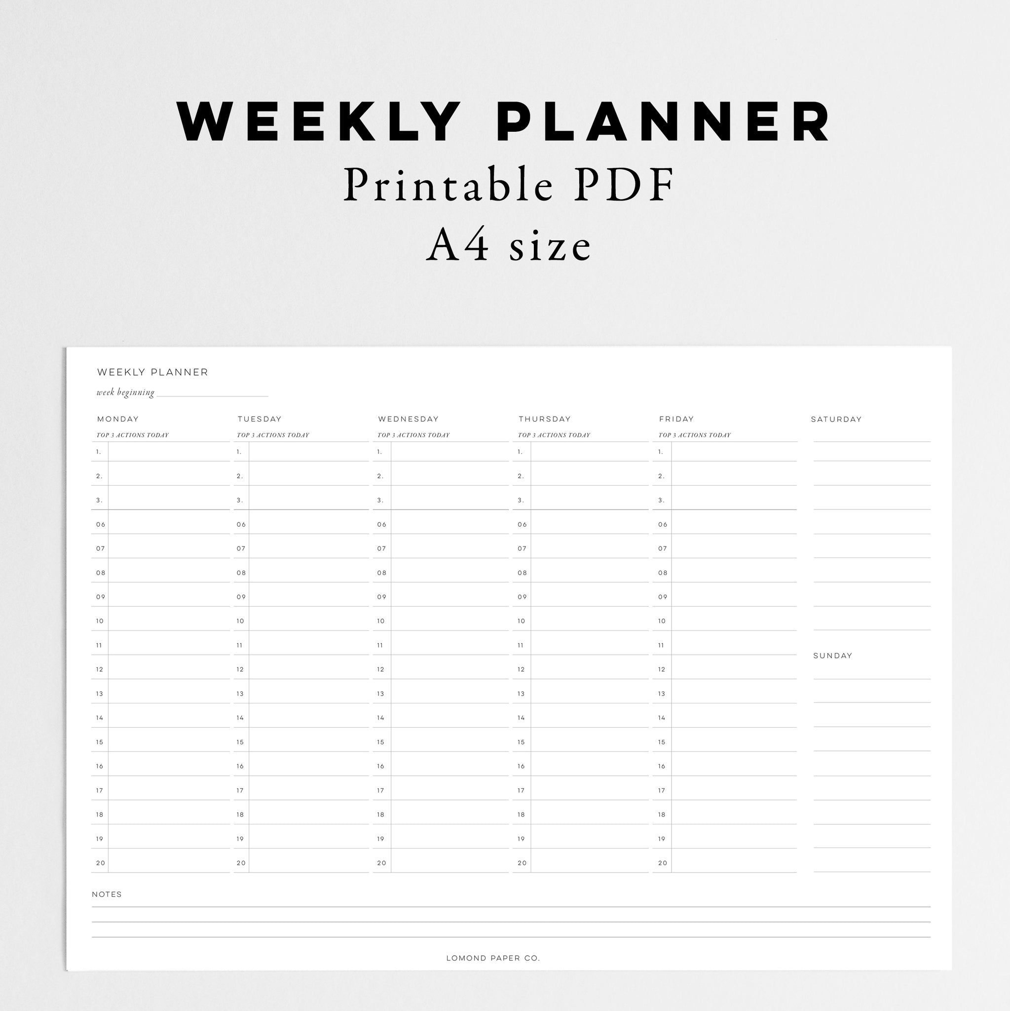 A4 Weekly Planner Printable Free