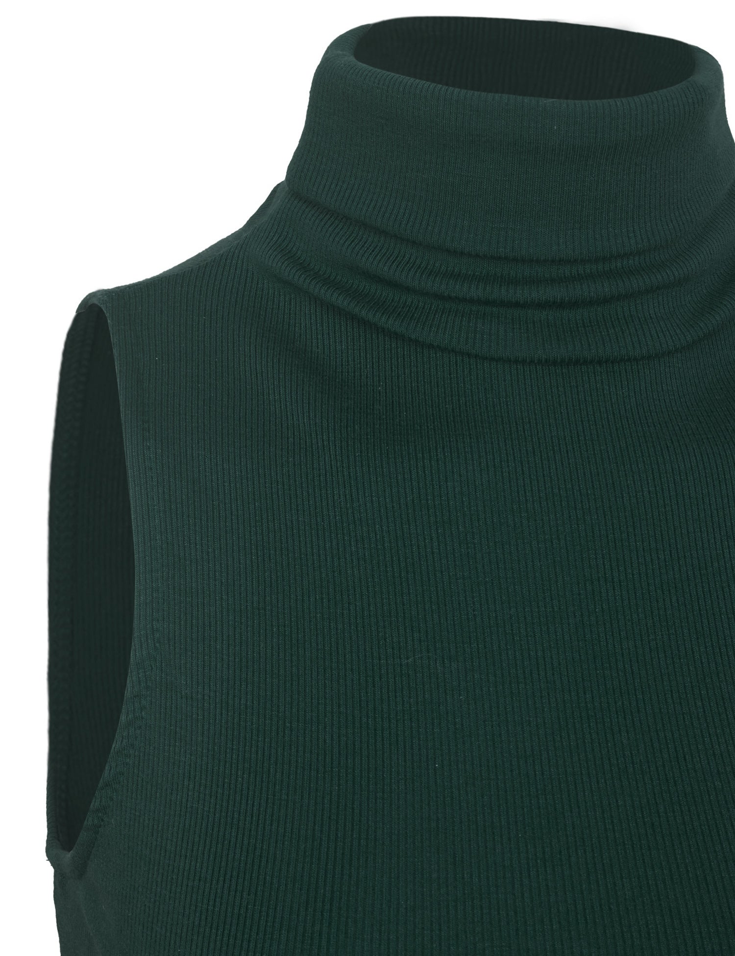 Womens Sleeveless Ribbed Turtleneck Crop Top Knit Made In Usa Kogmo