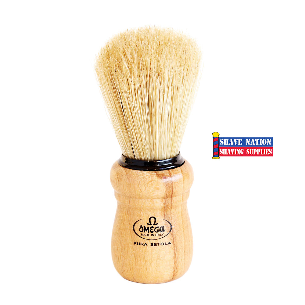 Omega Boar Bristle Brush With Beech Wood Handle Shave Nation Shaving