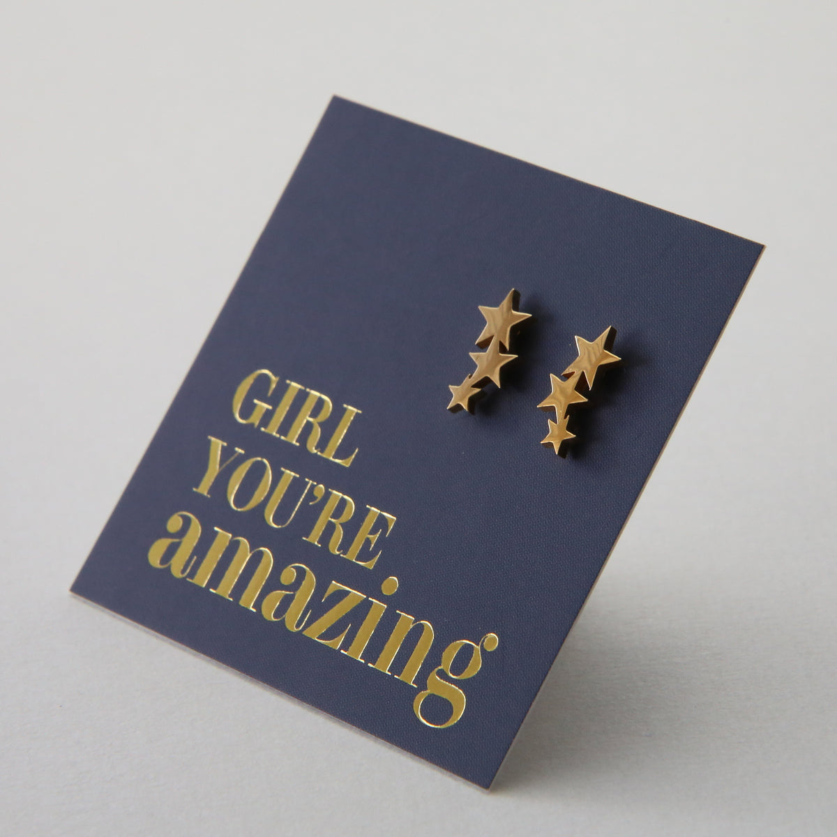 Girl Youre Amazing Tiny Stainless Steel Earrings Hanging Stars