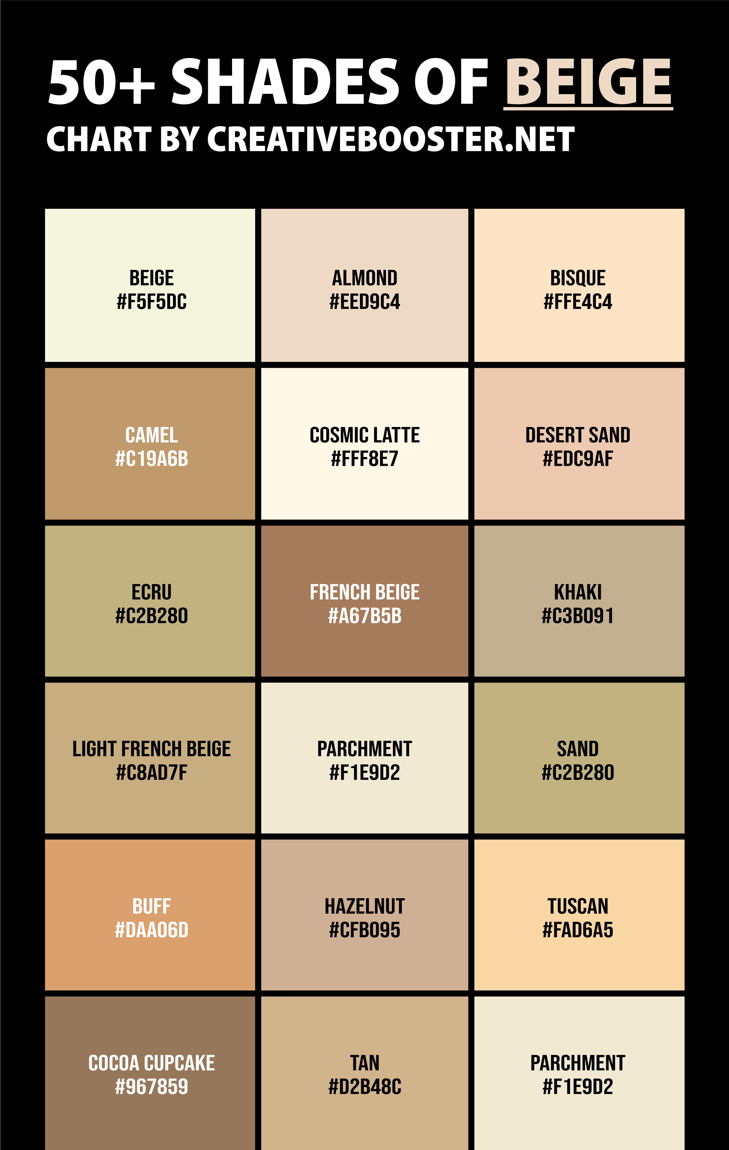 150 Shades Of Cream Color Names Hex Rgb Cmyk Codes 55 Off