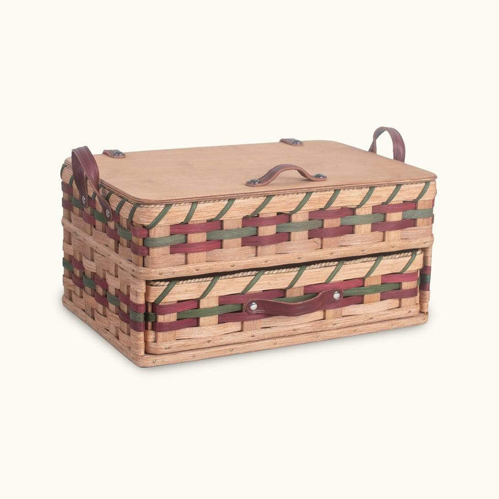Large Amish Sewing And Craft Basket Organizer Box With Drawer