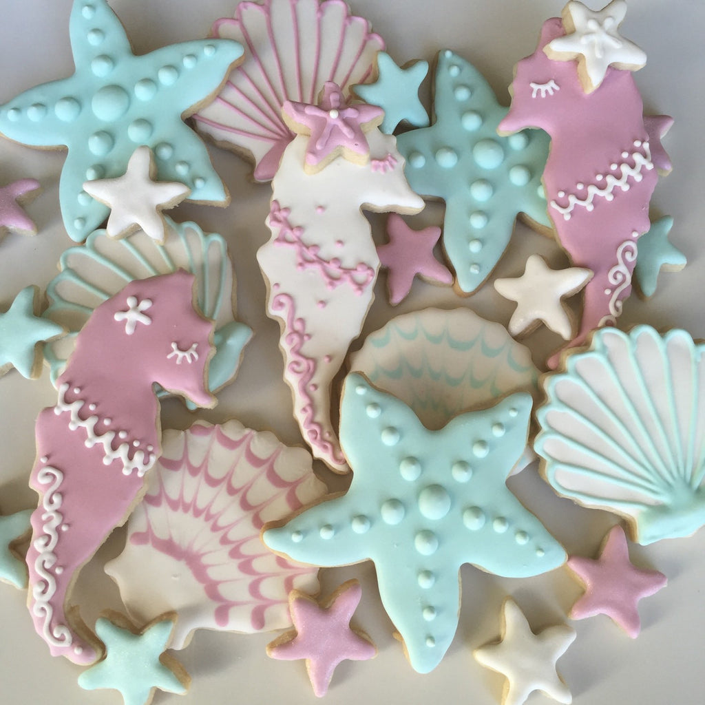 Assorted Sea Life Mermaid Under The Sea Birthday Party Sugar Cookies