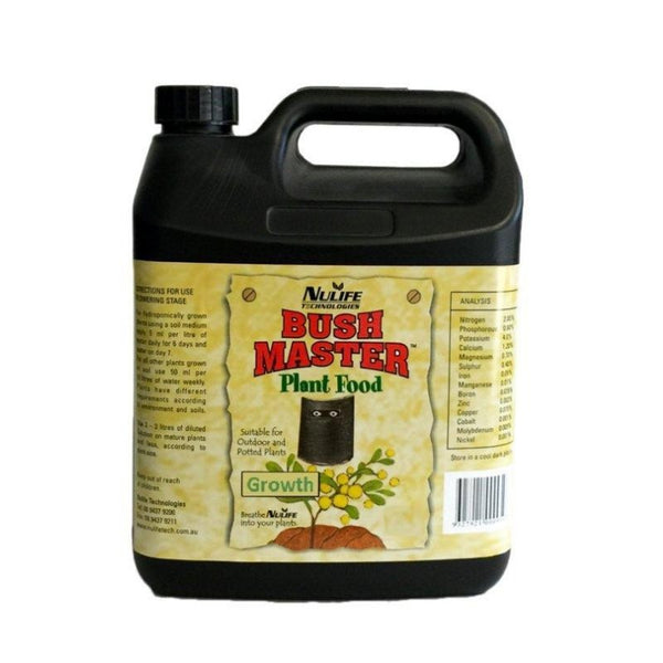 Nulife Bush Master Grow Indoor Outdoor Soil Nutrient 20l The