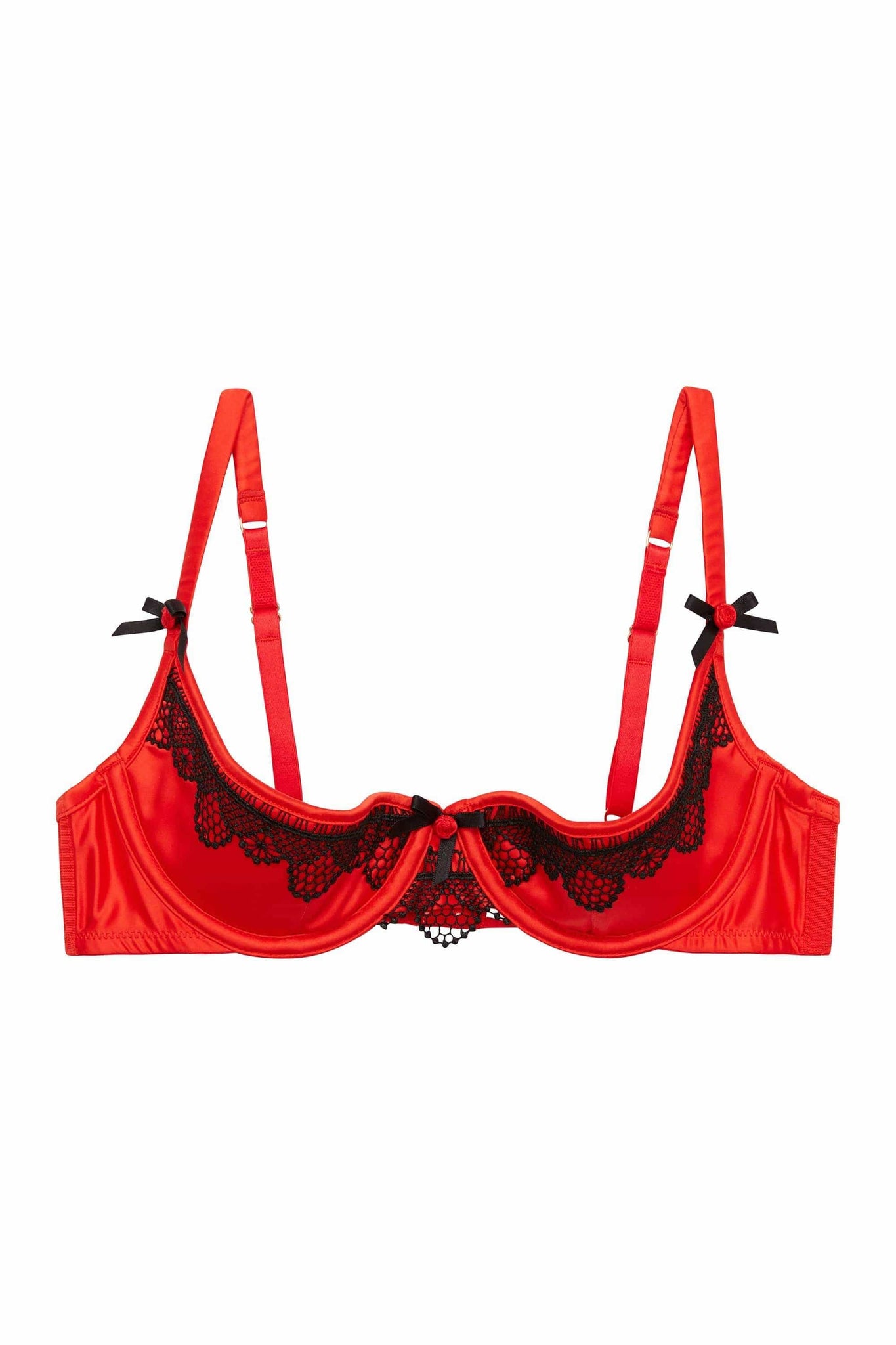 Arlene 14 Cup Red Satin Black Lace Bra A D Playful Promises