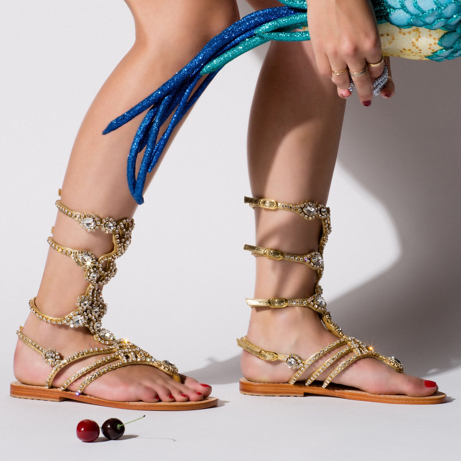 South Beach Womens Gold Jeweled Gladiator Sandals Mystique Sandals