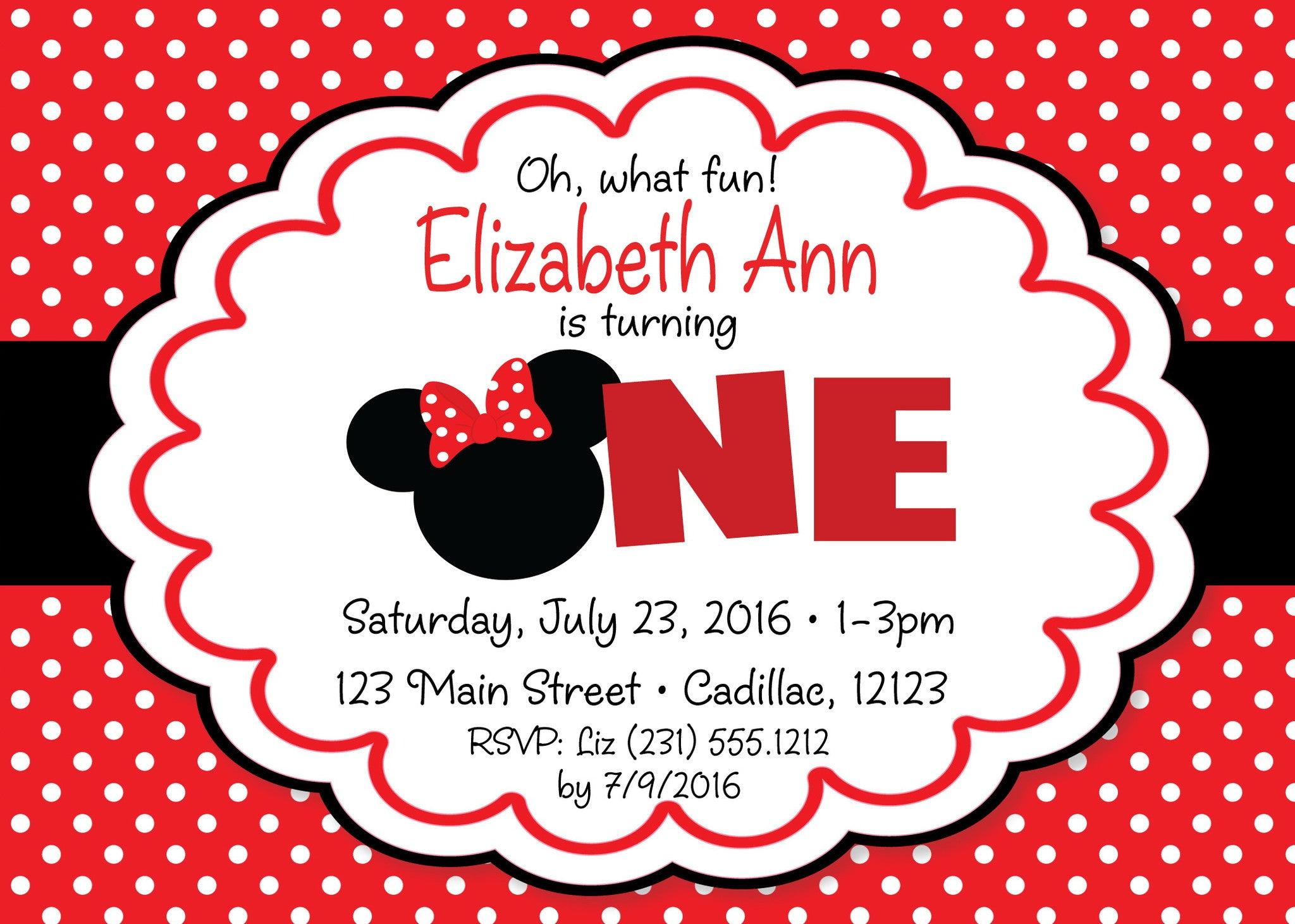 Minnie Mouse 1st Birthday Invitation