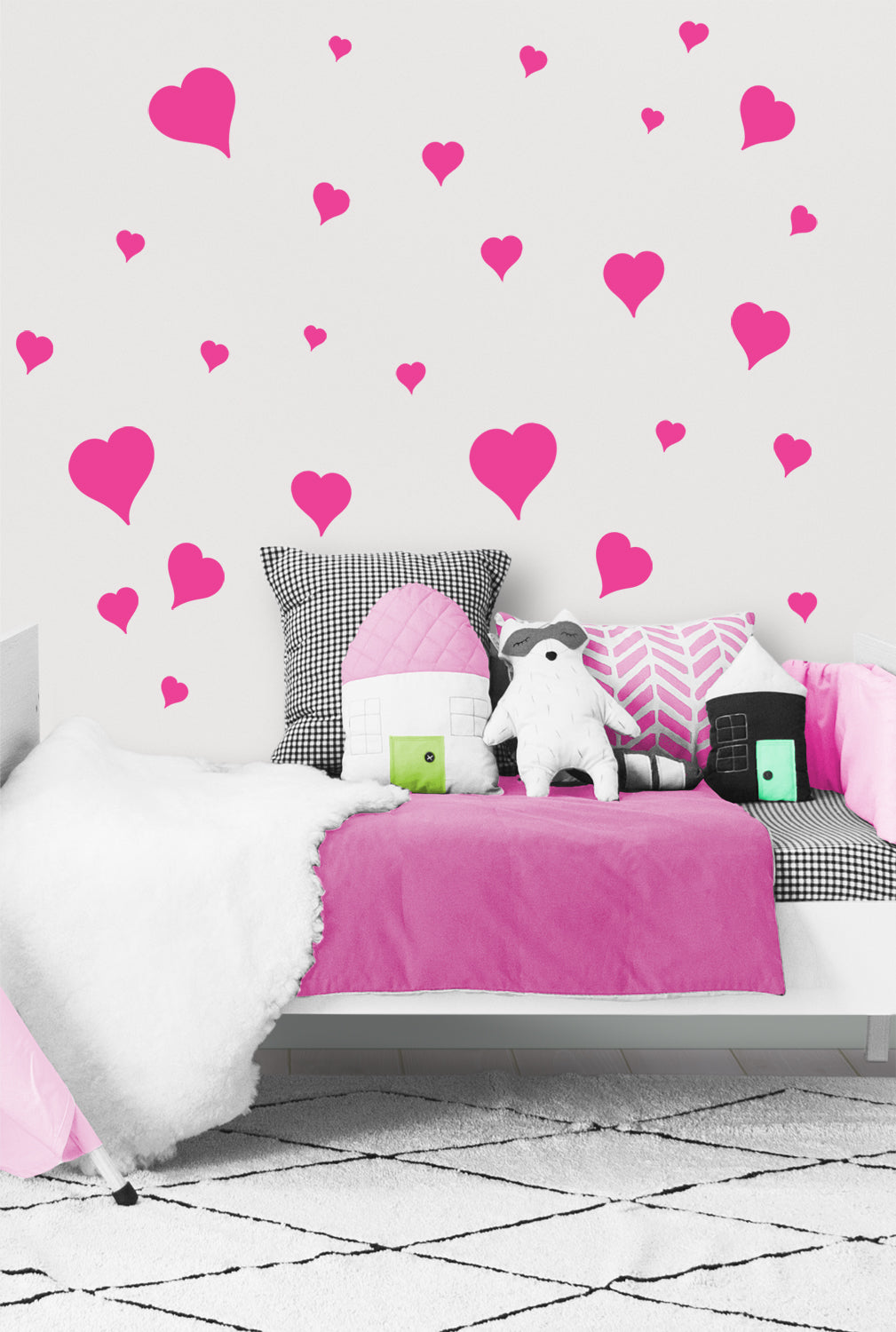 Heart Wall Decals ~girls Room Stickers Hot Pink