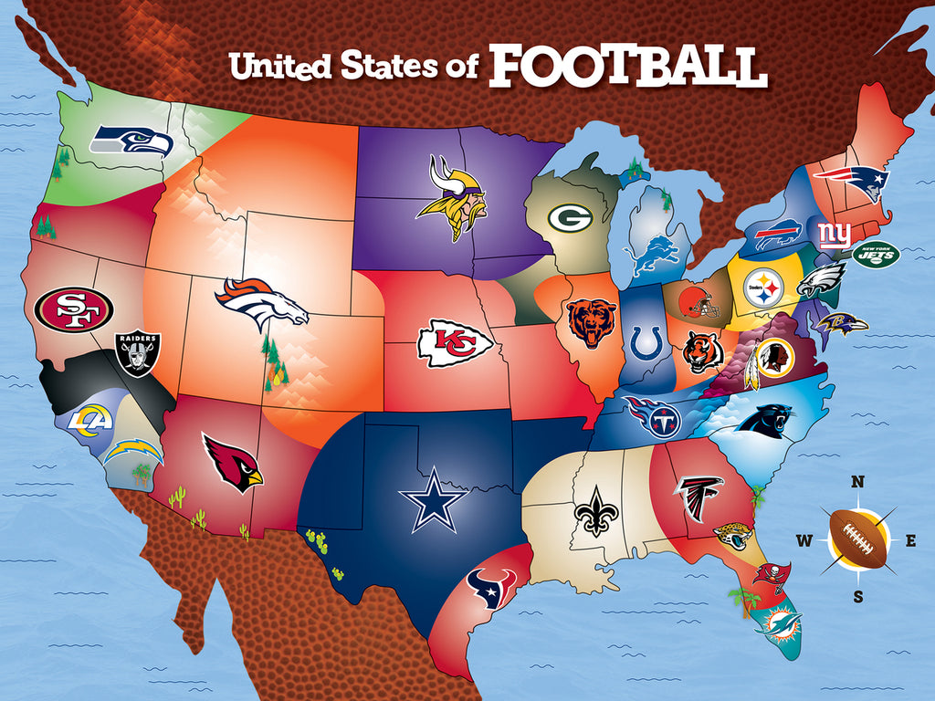 Nfl Football Map 500 Piece Jigsaw Puzzle 1499 True Sports Fan