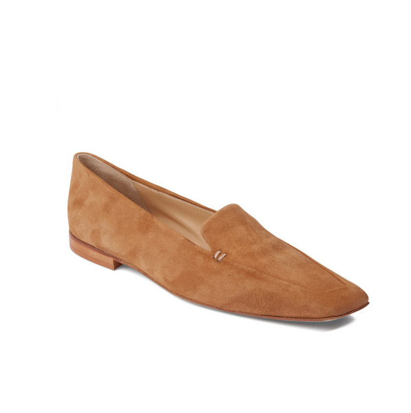 Neil J Rodgers Camel Suede Liscia Loafer With A Pointed Square Toe And
