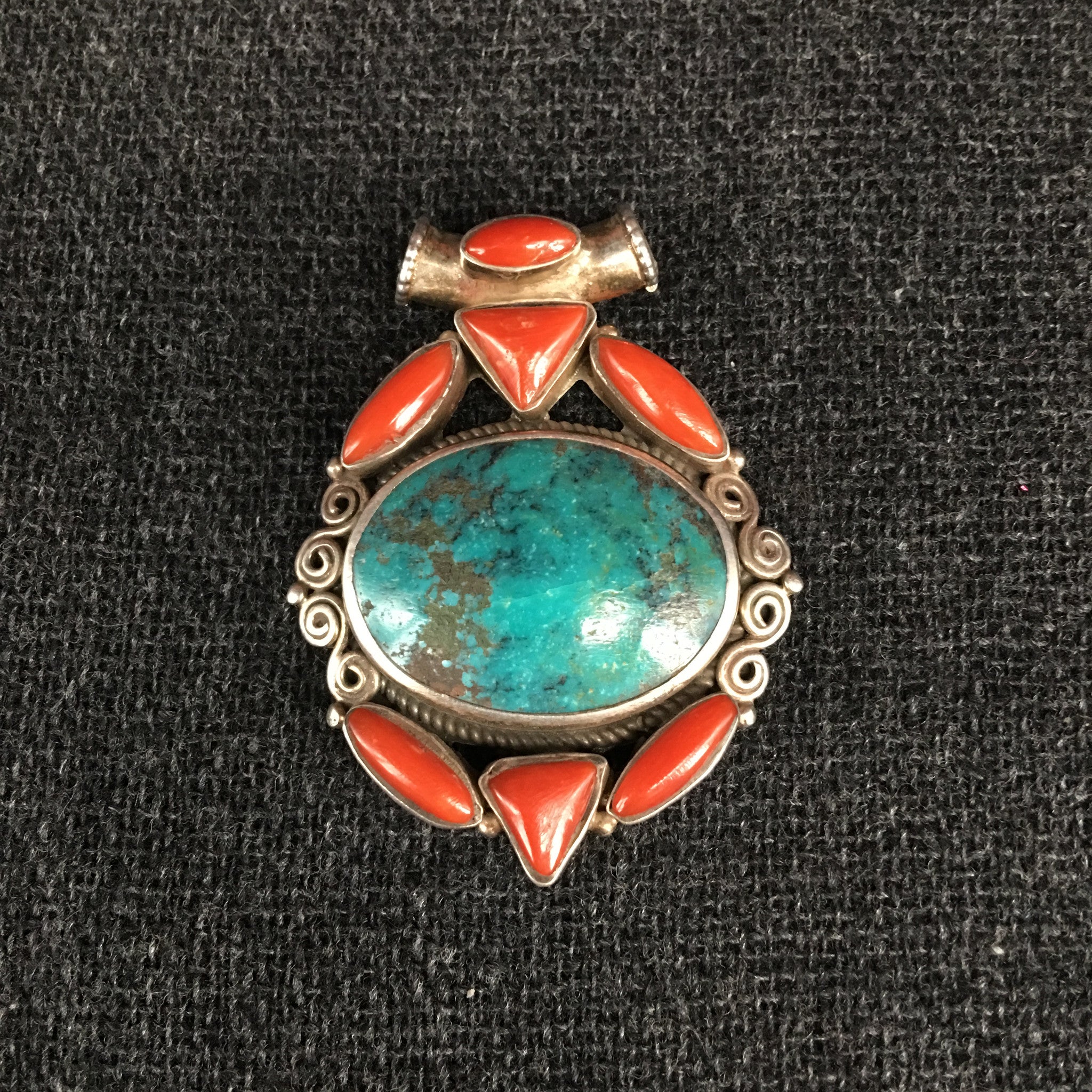 Himalayan Turquoise And Coral Pendant Jewelry Mahakala Fine Arts