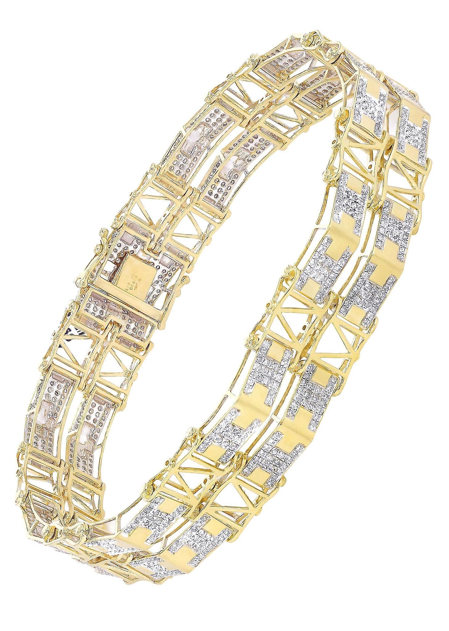 Mens Diamond Bracelet Yellow Gold 273 Carats 284 Grams Frostnyc