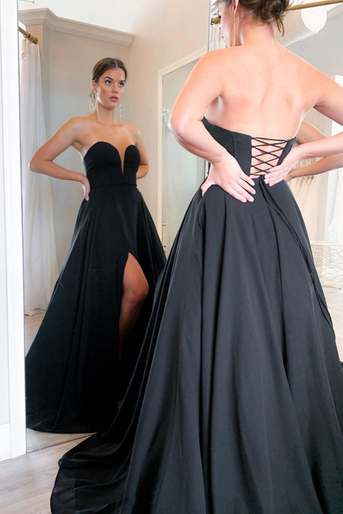 Simple Black Chiffon Long Prom Dress Black Evening Dress Shdress