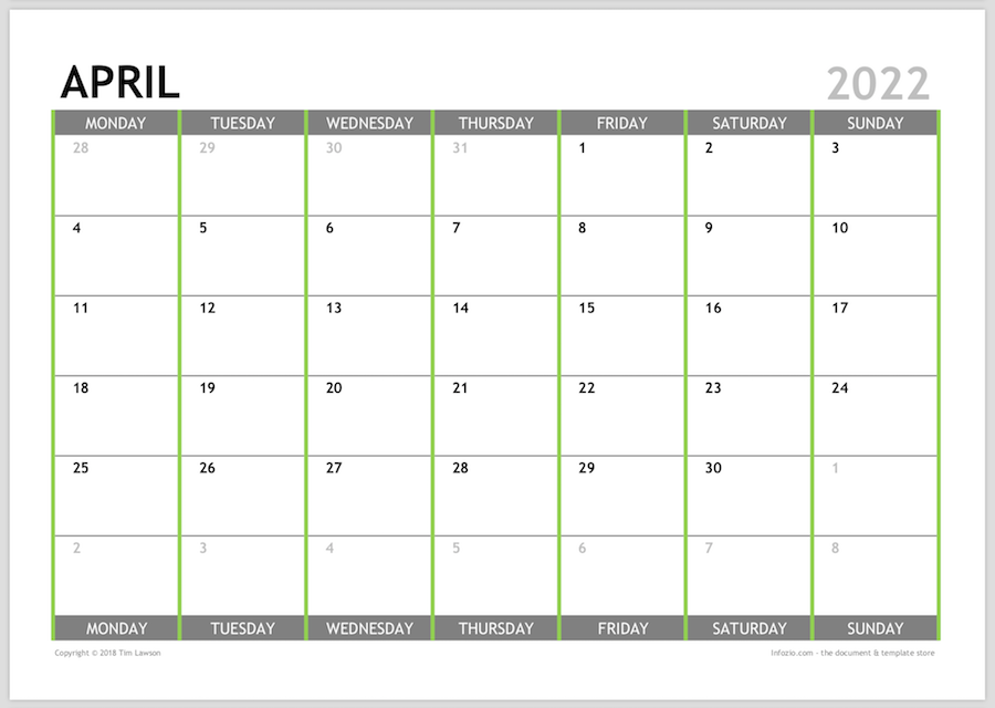 2022 Planning Calendar Printable