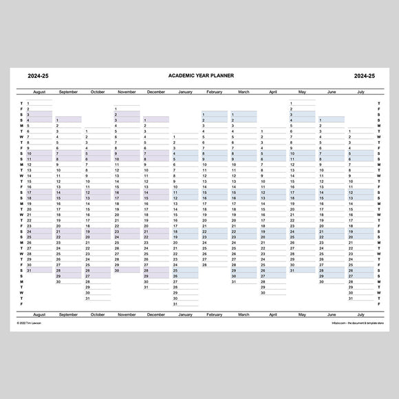 Academic Year Planner 2024 25 Printable A4 Or A3 Infozio