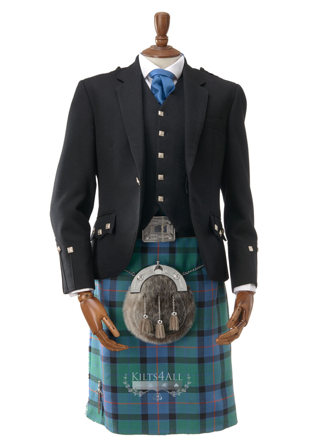 Mens Scottish Tartan Kilt Outfit To Hire Traditional Black Argyll Ja