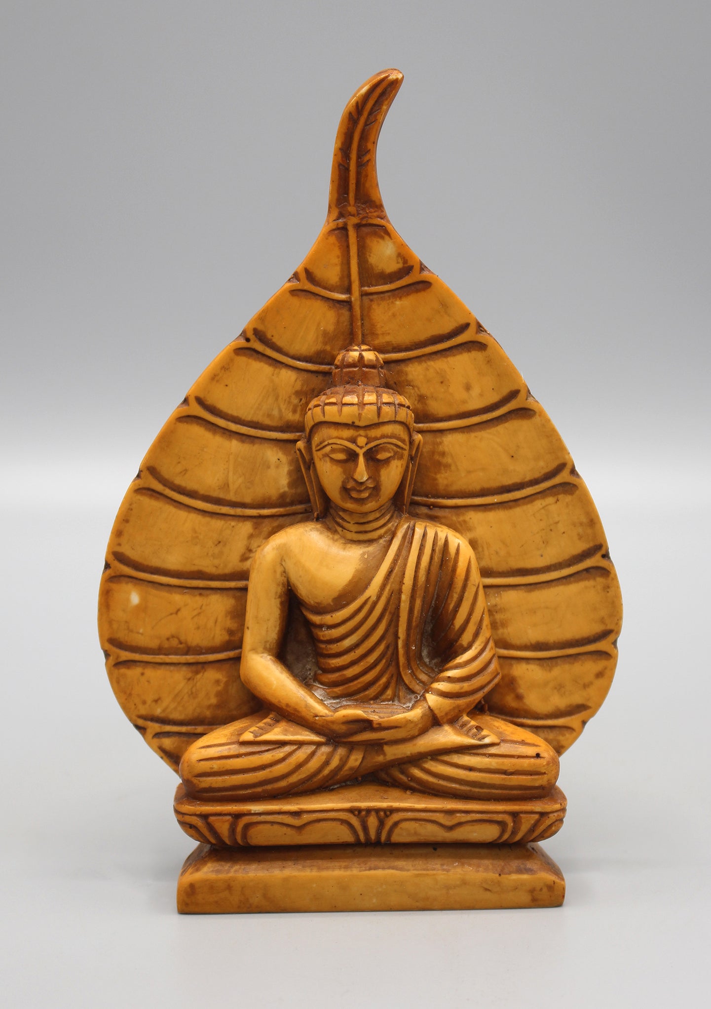 Bodhi Leaf Meditating Buddha Brown Statue