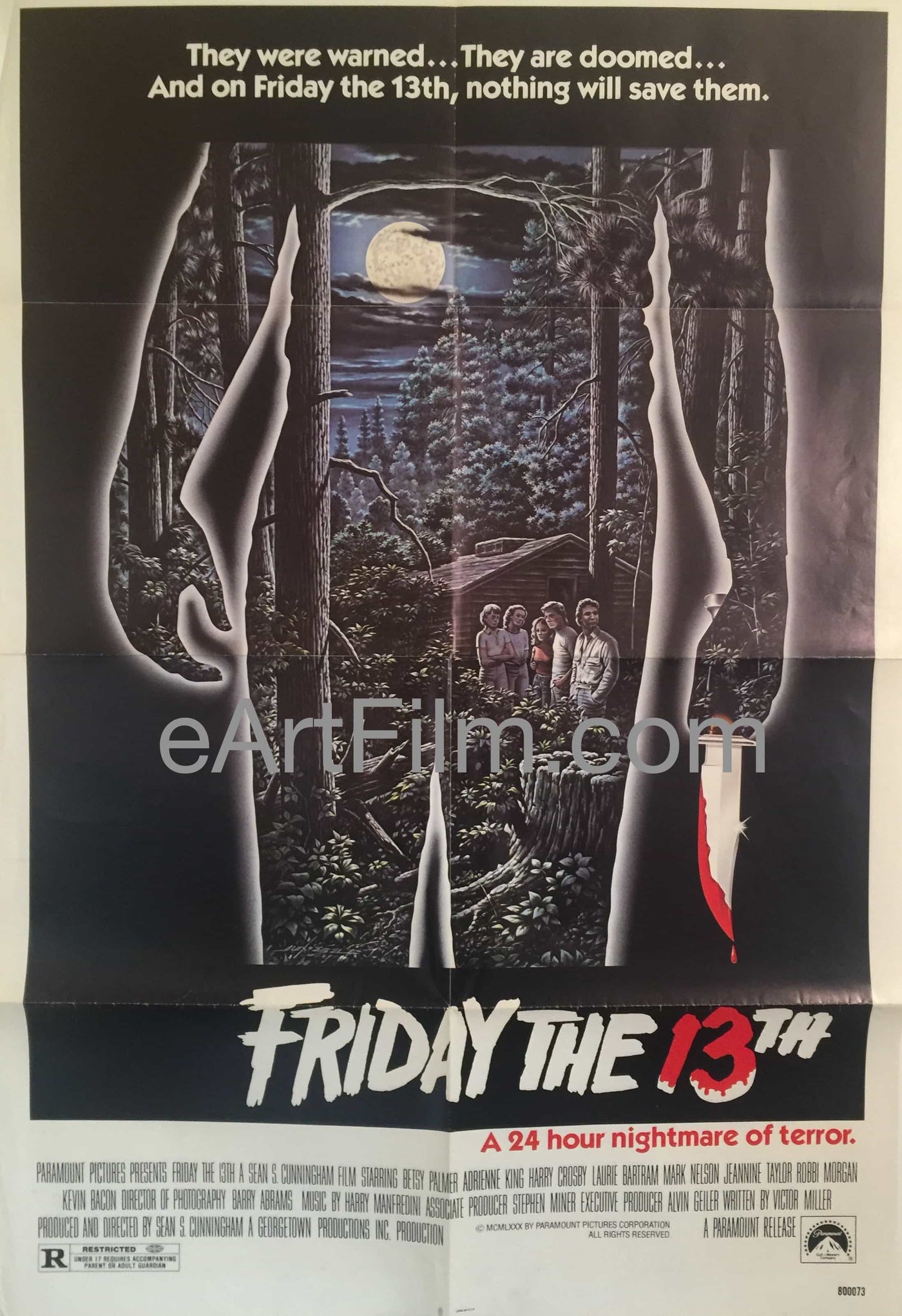 Friday The 13th Sean S Cunningham Betsy Palmer Kevin Bacon 1980 27x41