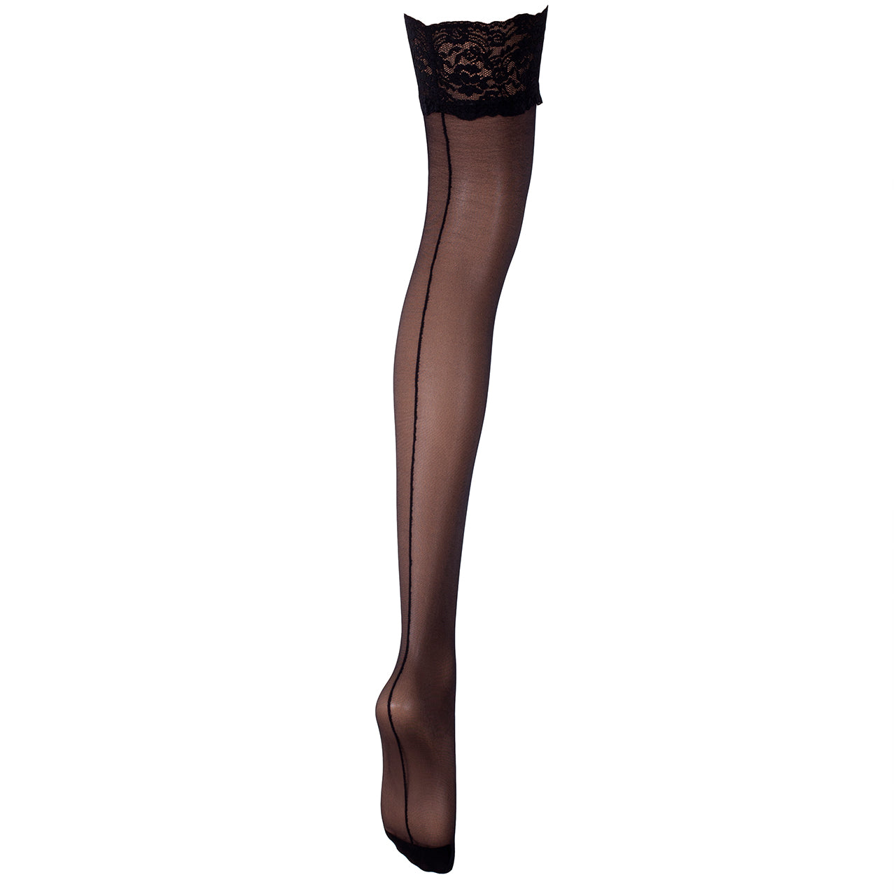 Black Lace Stockings With Back Seam Bluebella