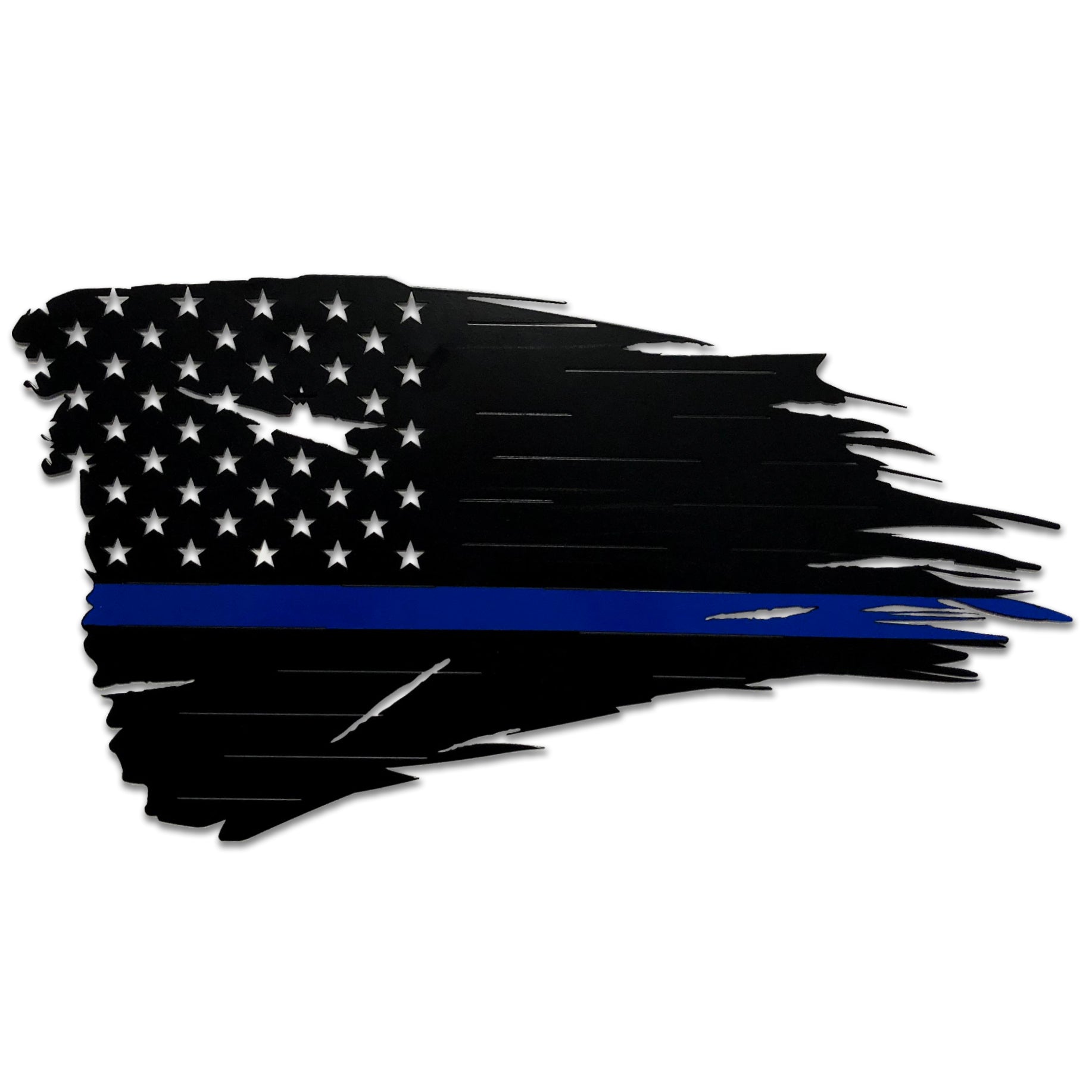 Thin Blue Line Metal Flag