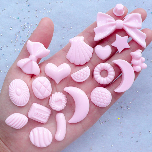 Kawaii Pastel Cabochon Mix Assorted Decoden Cabochons Candy Heart