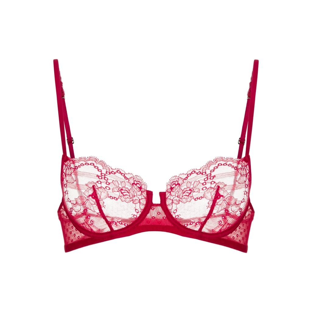 La Perla Tuberose Sheer Lace Balconette Uw Bra 36b Red