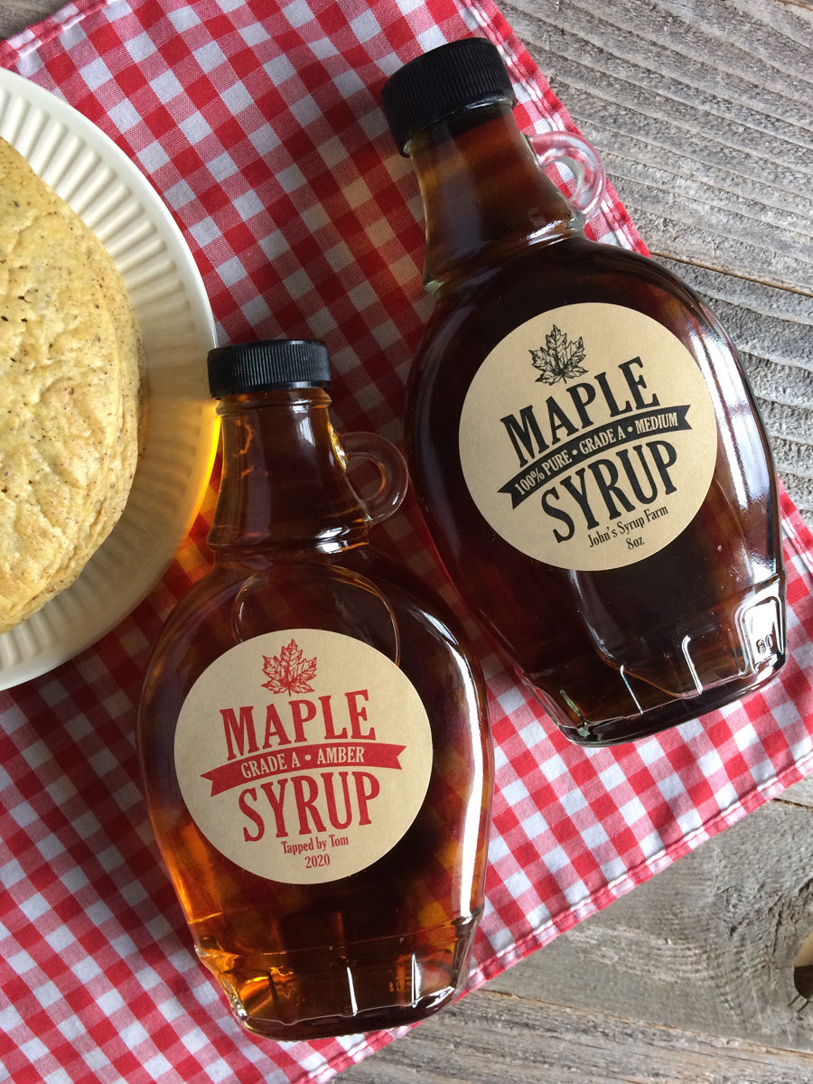 Custom Kraft Traditional Maple Syrup Labels For Bottles And Mason Jars