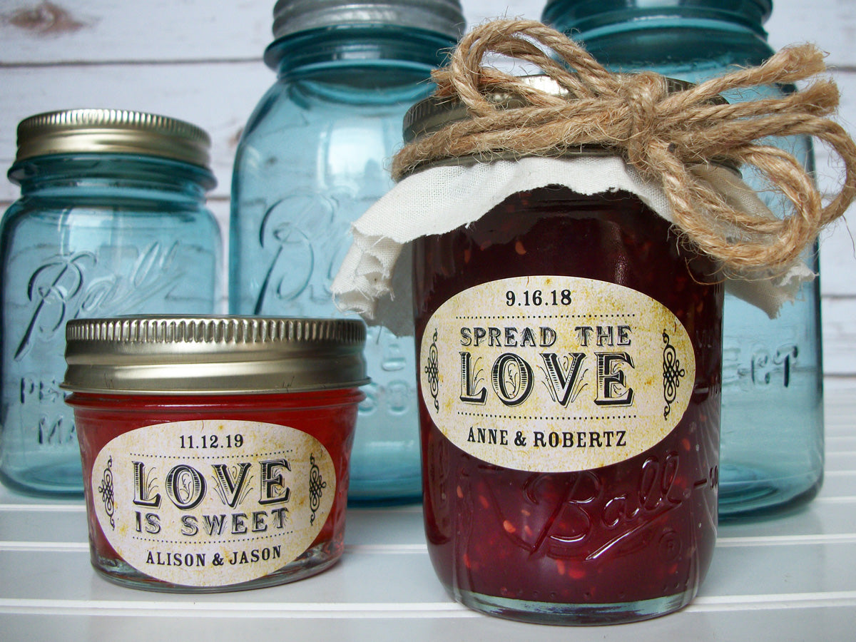 Vintage Oval Spread The Or Love Is Sweet Wedding Favor Jam Jar Labels