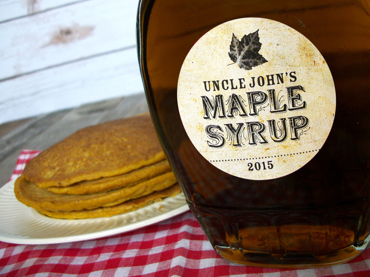 Custom Vintage Maple Syrup Bottle Labels For Backyard Home Sugaring