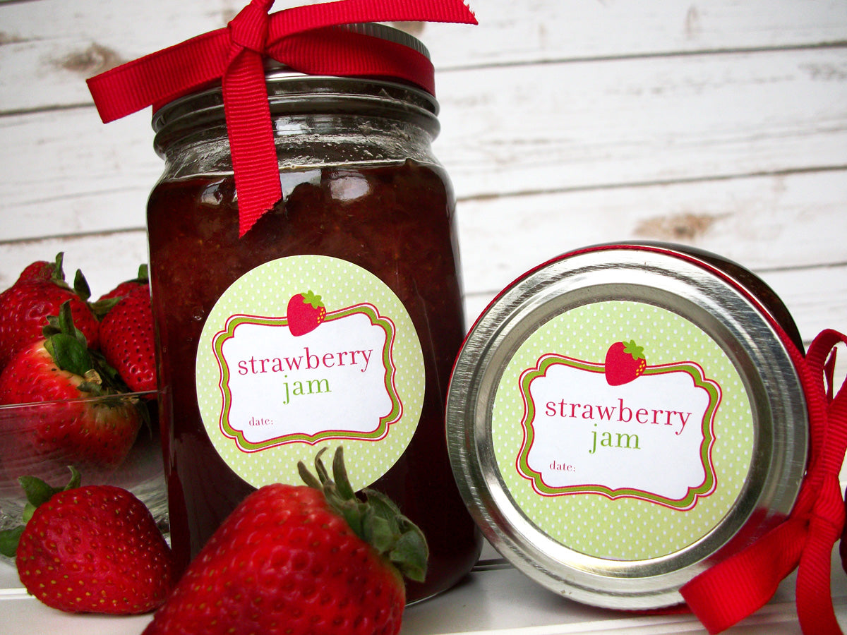 Cute Strawberry Jam Canning Labels Mason Jar Labels For Homemade Jam