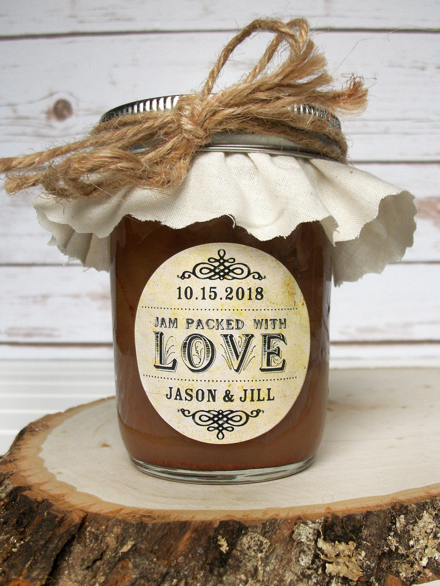 Vintage Jam Packed With Love Canning Labels For Wedding Jam Jar Favors