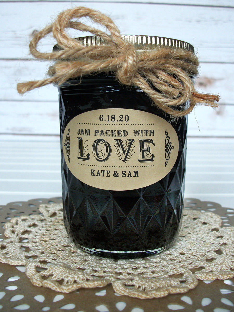 Kraft Paper Jam Packed With Love Wedding Favor Jam Jar Canning Labels