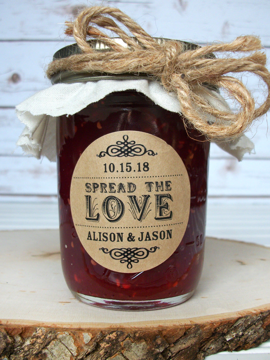 Kraft Spread The Love And Love Is Sweet Wedding Favor Jam Jar Labels