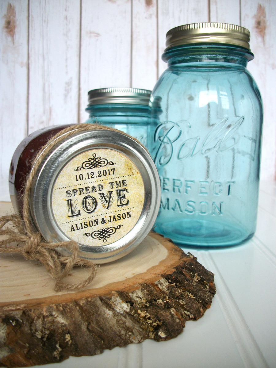 Vintage Spread The Love Jam Jar Canning Labels Wedding Shower Favors