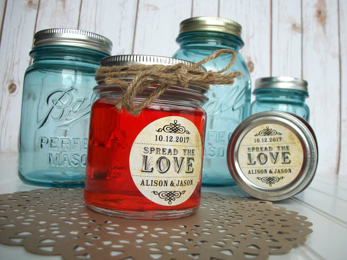 Jam Wedding Favor Mason Jar Shower Favors C020 Spread The Love Sticker