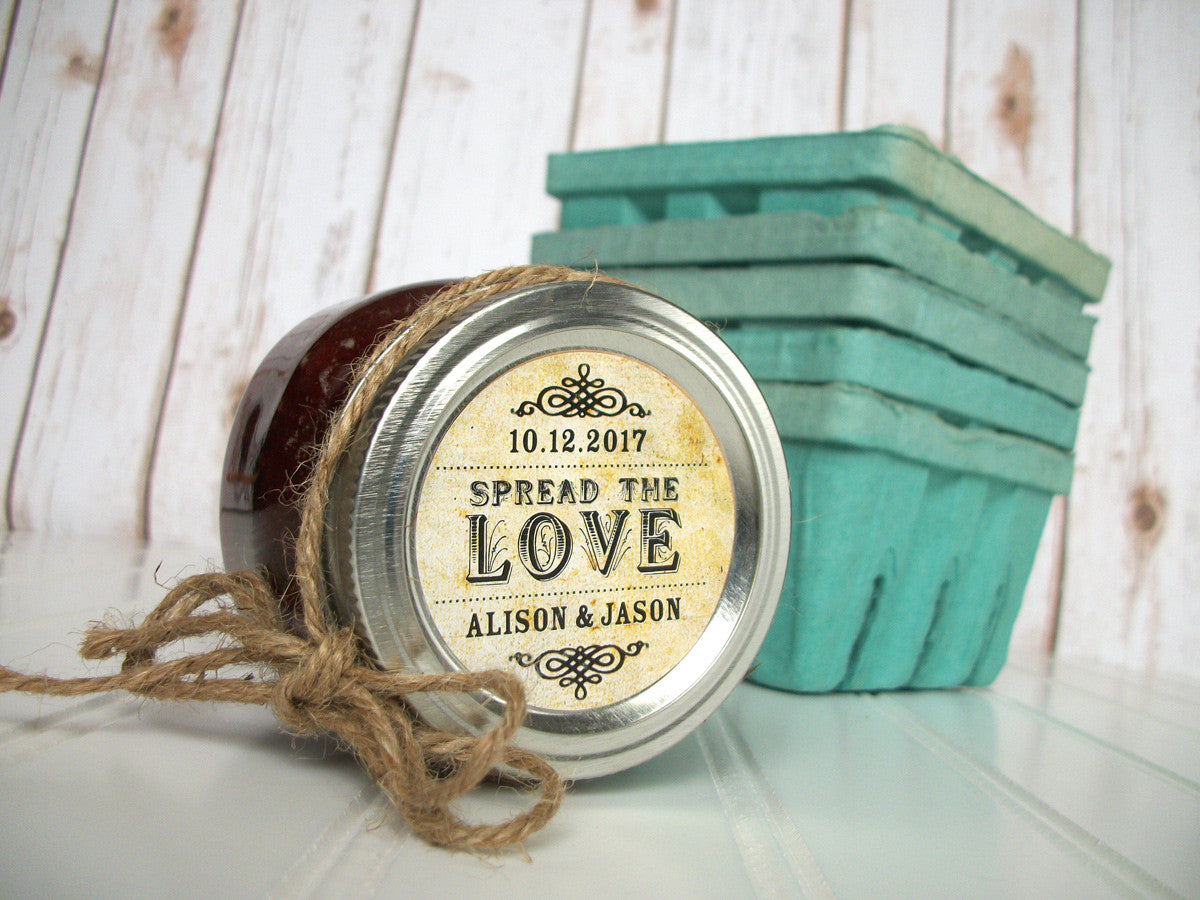 Vintage Spread The Love Jam Jar Canning Labels Wedding Shower Favors