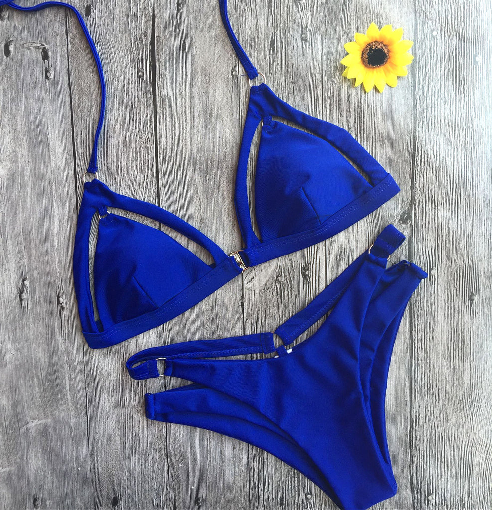 Sexy Blue Bikini Swimsuit Whaonck