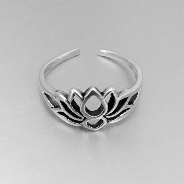 Sterling Silver Lotus Silhouette Toe Ring Flower Ring Lotus Ring