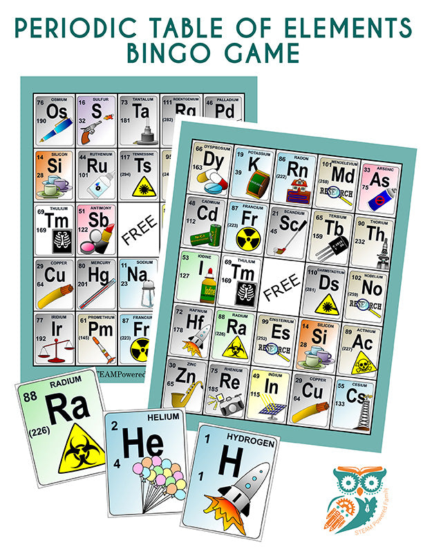 Periodic Table Of Elements Bingo Game For Classrooms Steam Powered