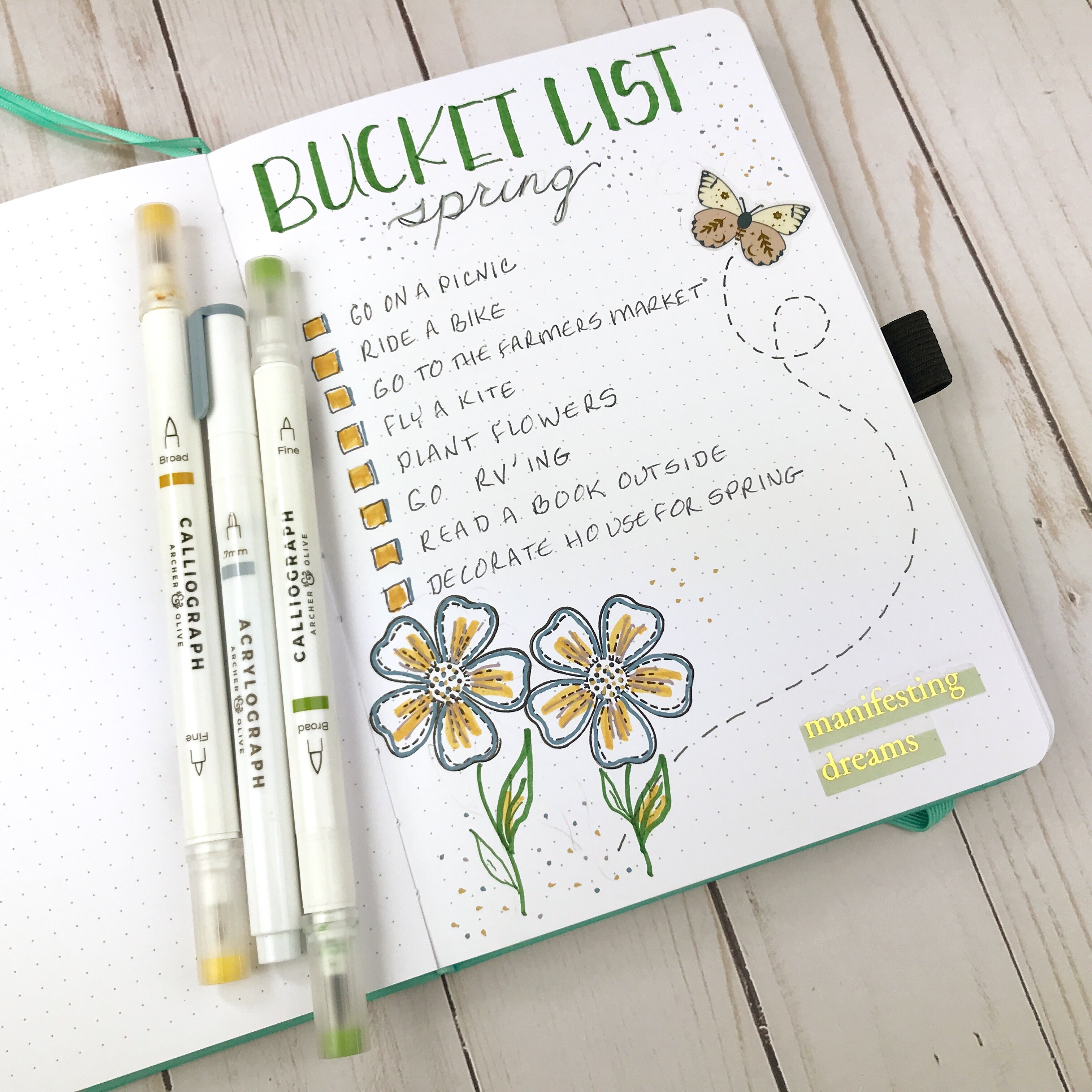 Making A Spring Bucket List Bullet Journal Spread Free Printable