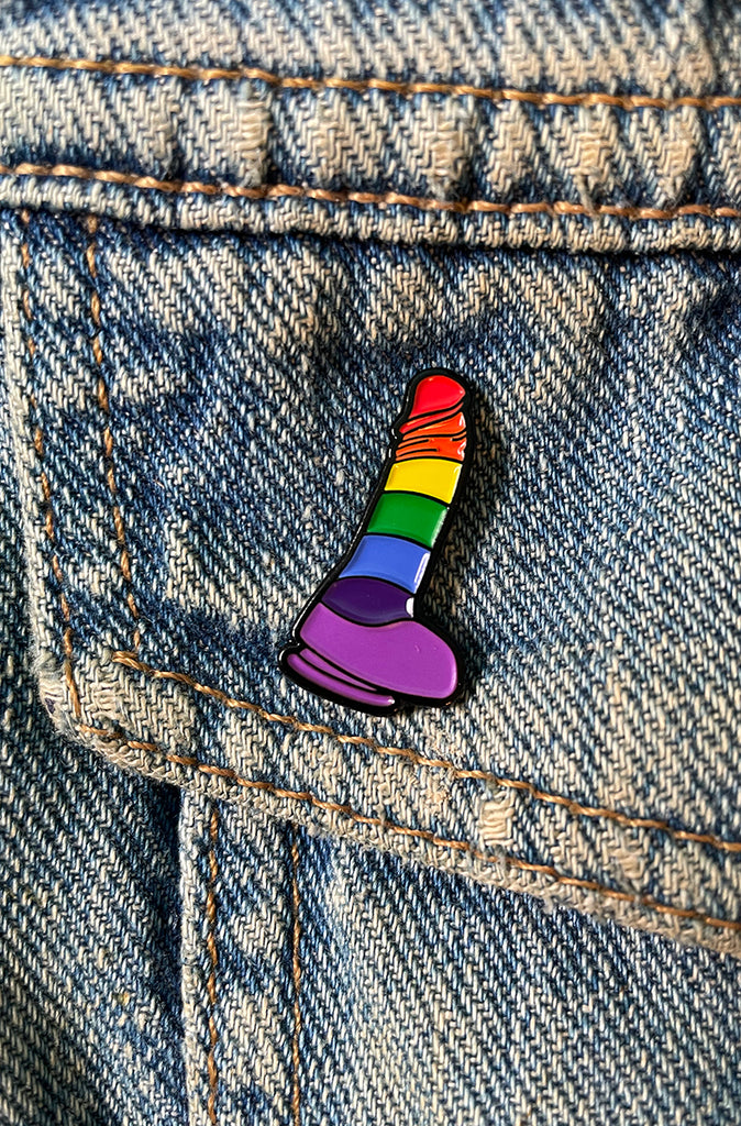 Rainbow Dildo Enamel Pin Twu