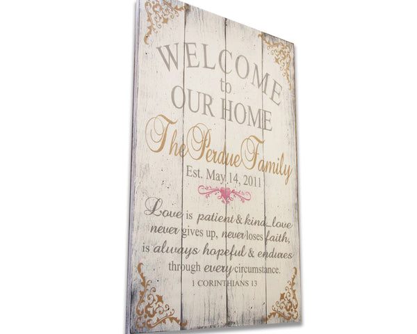 Welcome To Our Home Personalized Wood Sign Rusticly Inspired Signs