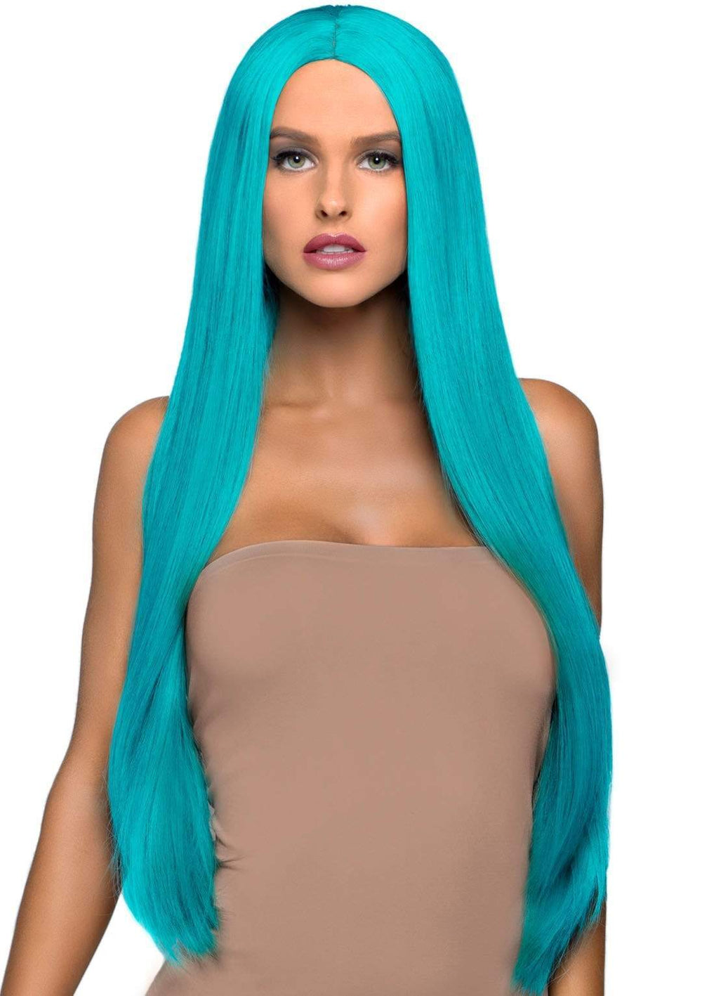 Long Straight Turquoise Deluxe Wig Hurly Burly