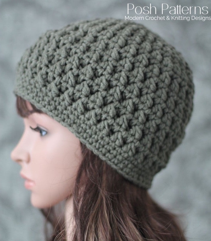 Crochet Pattern Textured Crochet Hat Pattern Beanie