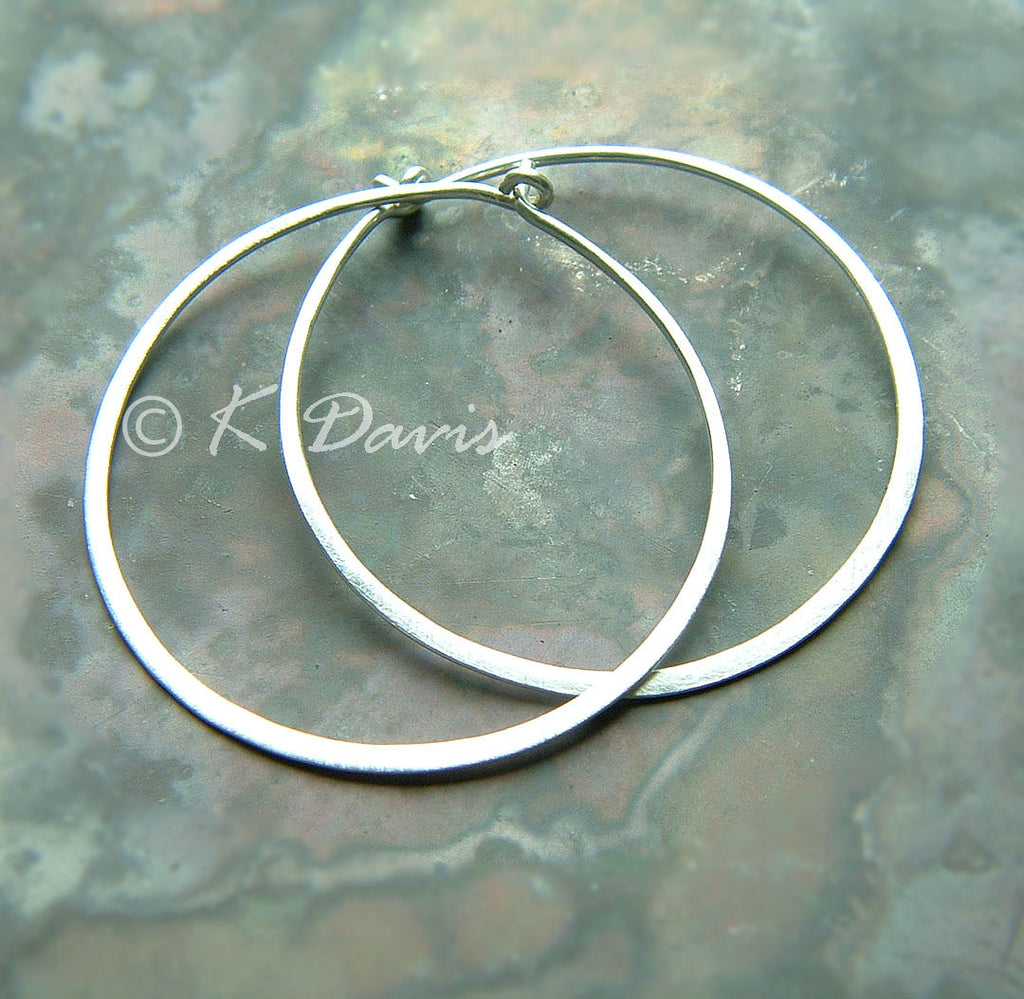 Sterling Silver Hoop Earrings Large Brushed Finish Kdavisstudios