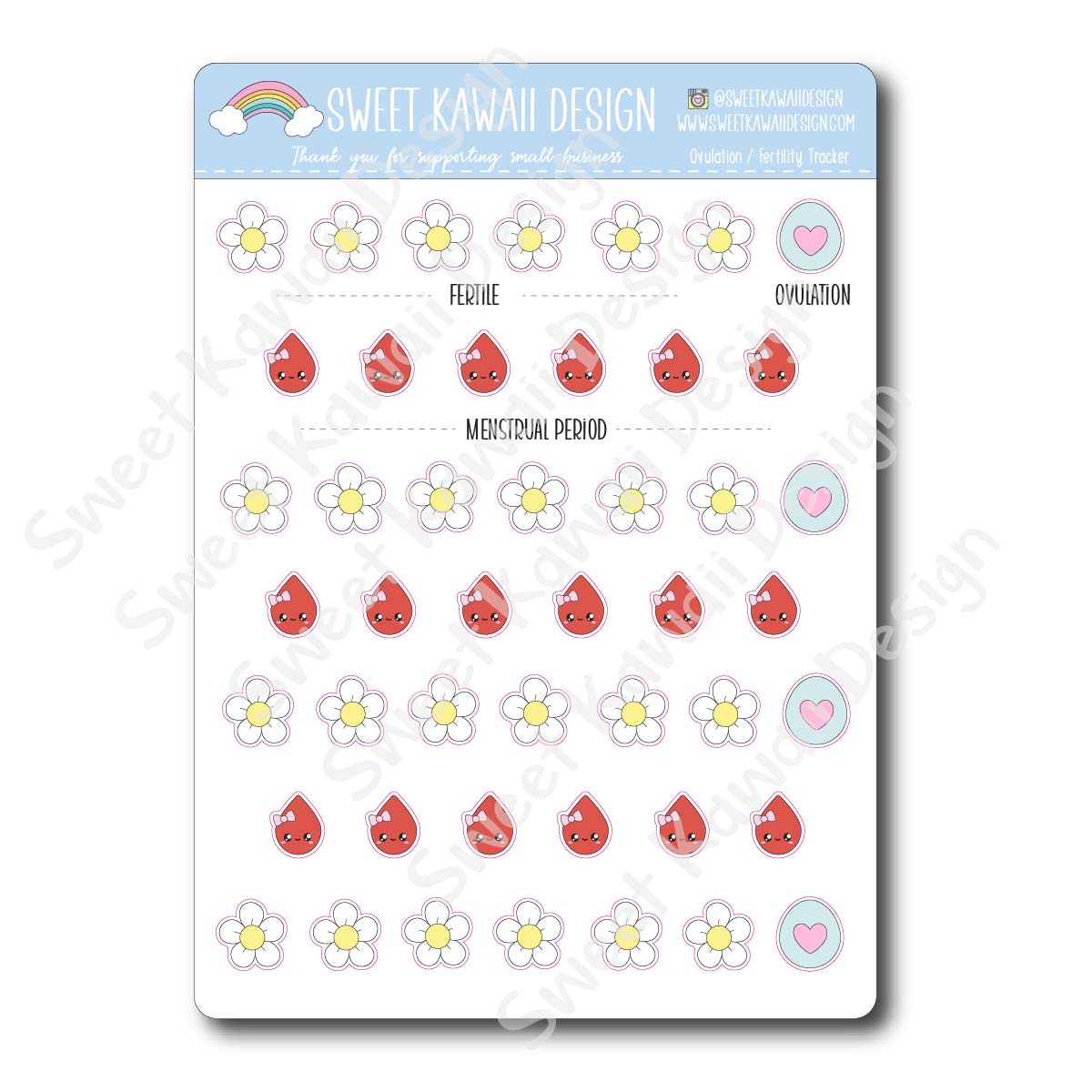 Kawaii Ovulationfertility Tracking Stickers Sweet Kawaii Design