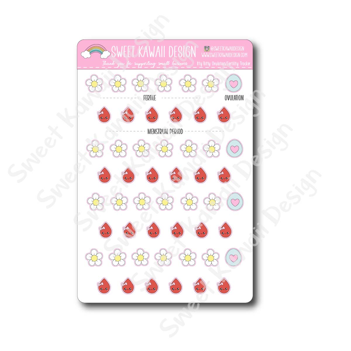 Kawaii Ovulationfertility Tracking Stickers Sweet Kawaii Design