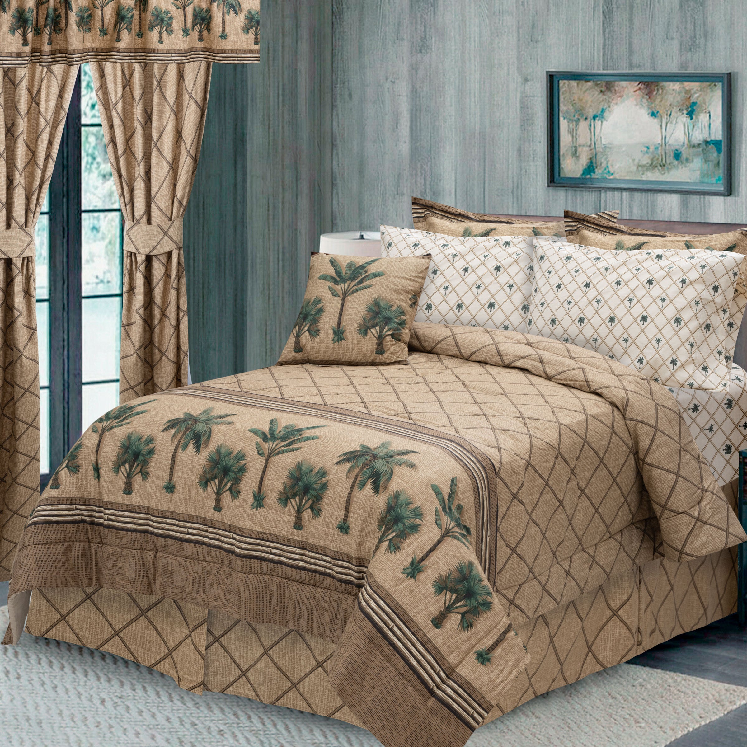 Kona Palm Tree Tropical Comforter Set Adley And Company