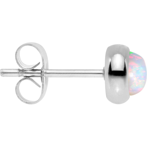 White Synthetic Opal 316l Surgical Steel Stud Earrings Bodycandy