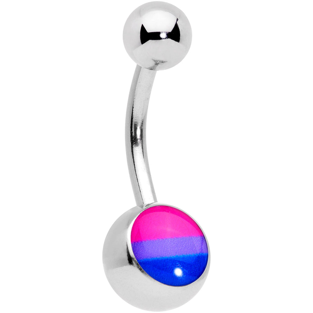 Pink Purple Blue Bisexual Pride Flag Belly Ring Bodycandy